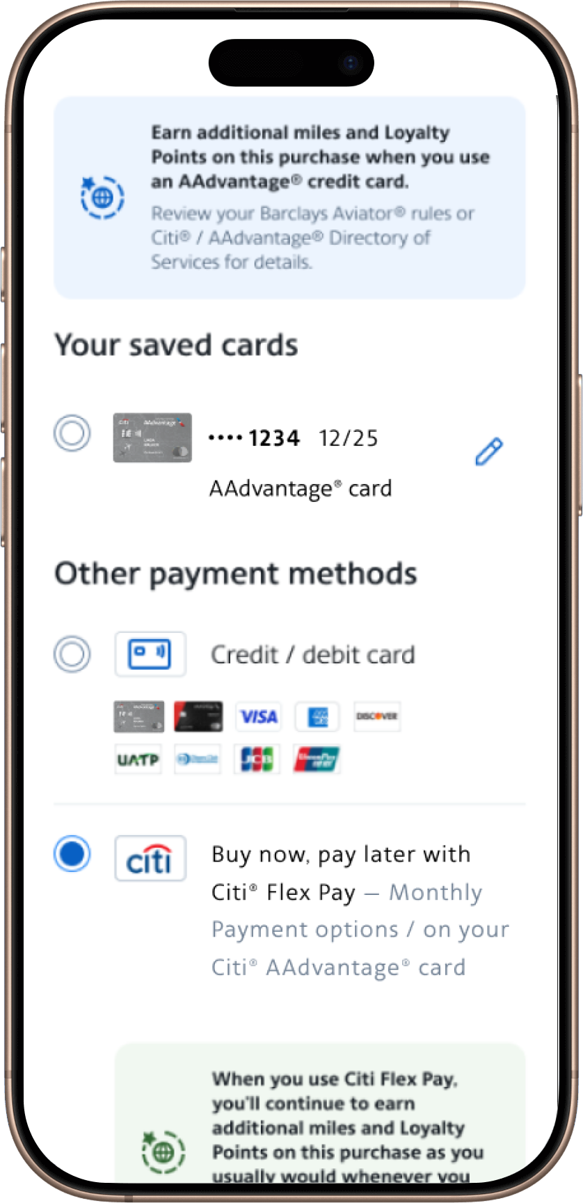 Citi Flex Pay on American Airlines | Citi.com